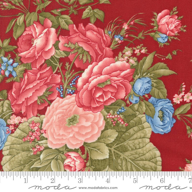 Grand Haven, Cabbage Rose, Crimson – Coneflower Quilt Co
