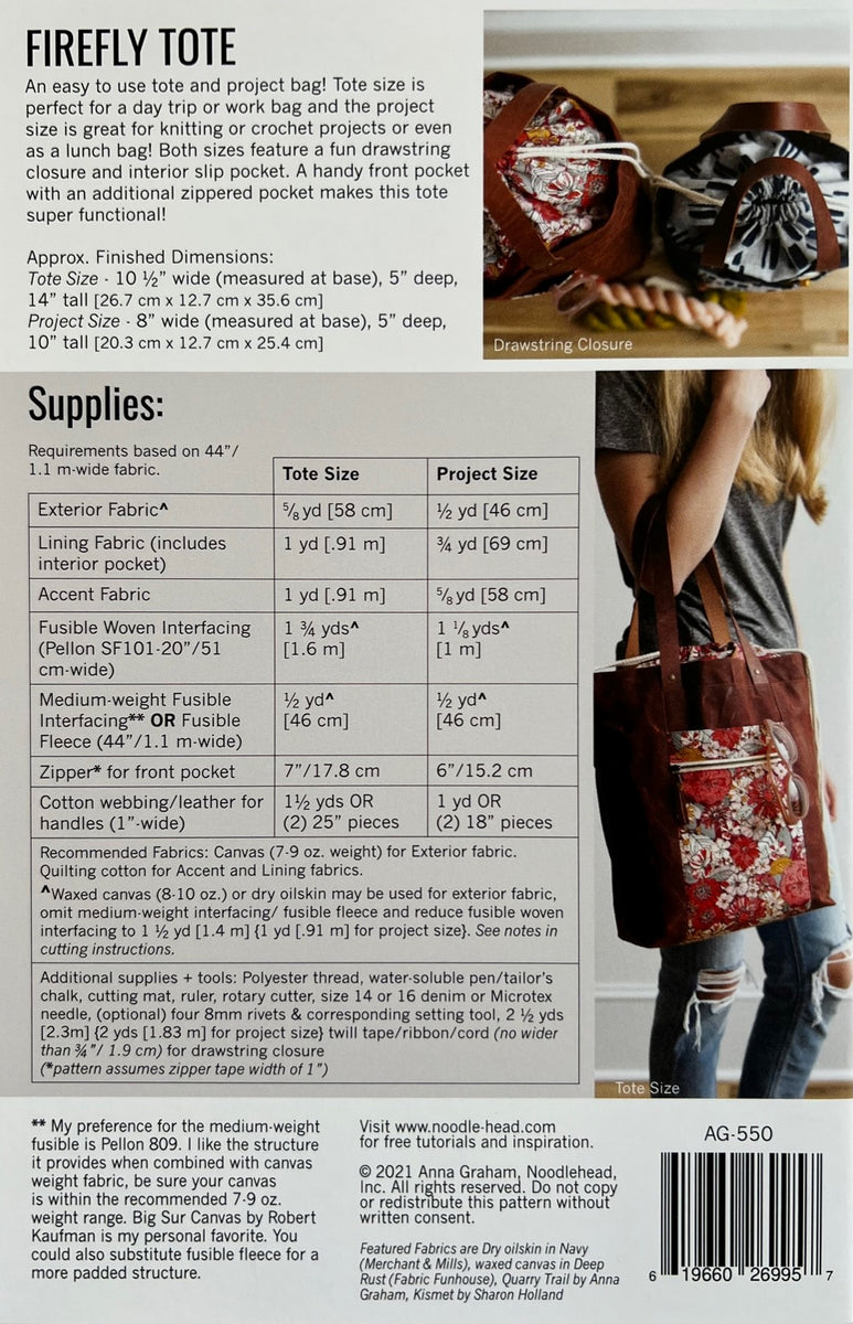 Firefly Tote Pattern – Coneflower Quilt Co
