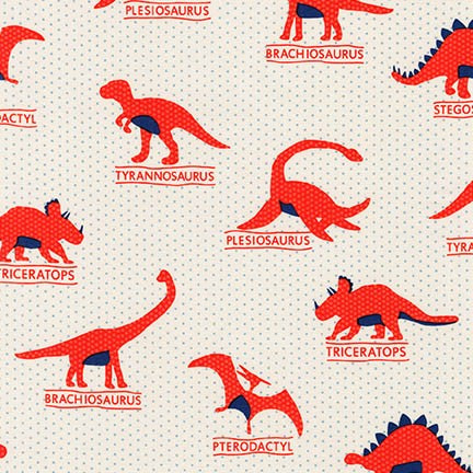 Prehistoric Pals, Dinosaurs, Red – Coneflower Quilt Co